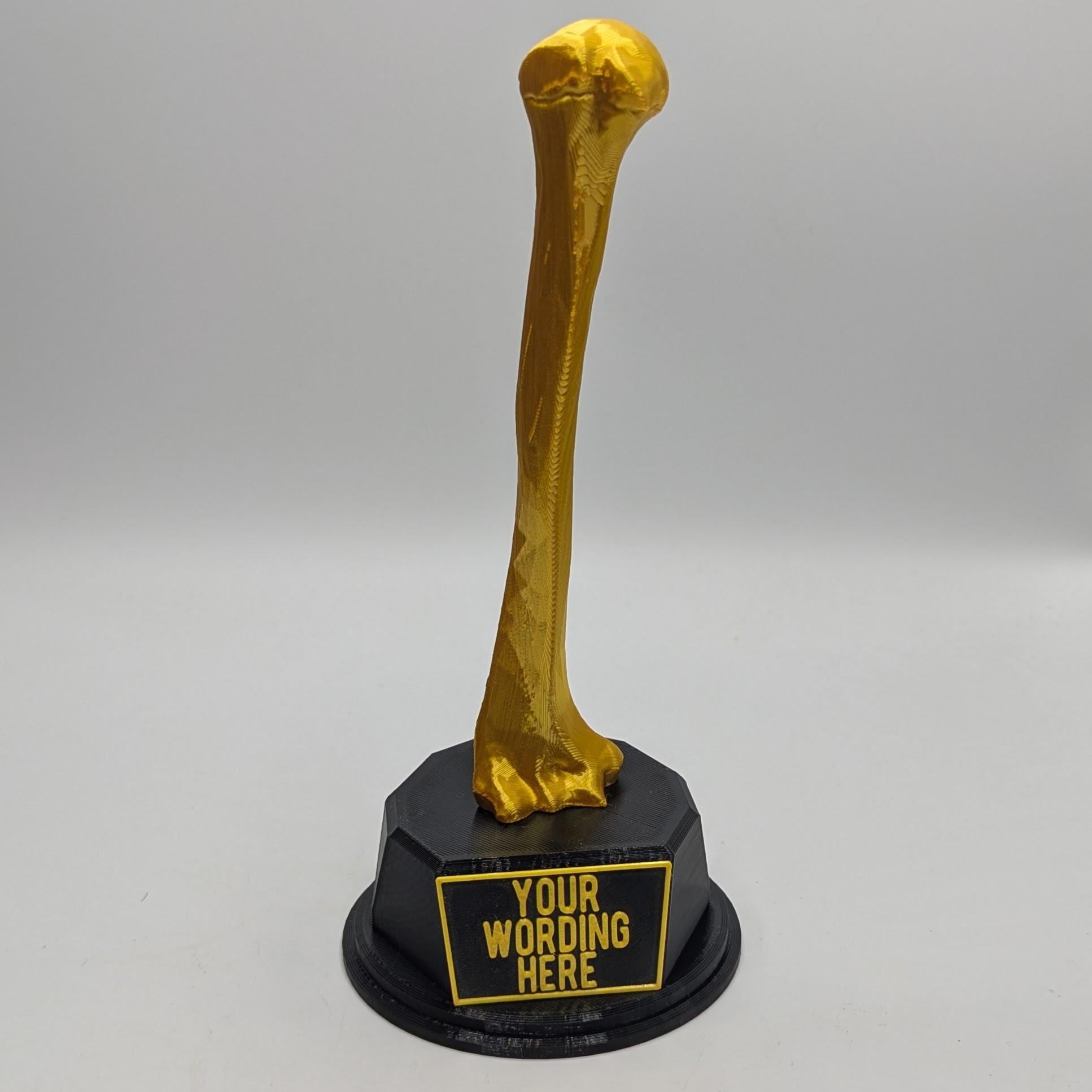 Personalised Humerus Bone Trophy, Humerus Bone Award Trophy, Bone Awar ...